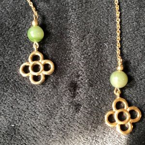Jewelry | Gold Jade Bead Flower Claspless Necklace | Poshmark